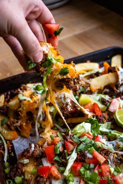 Loaded Taco Fries with Ground Beef • Longbourn Farm